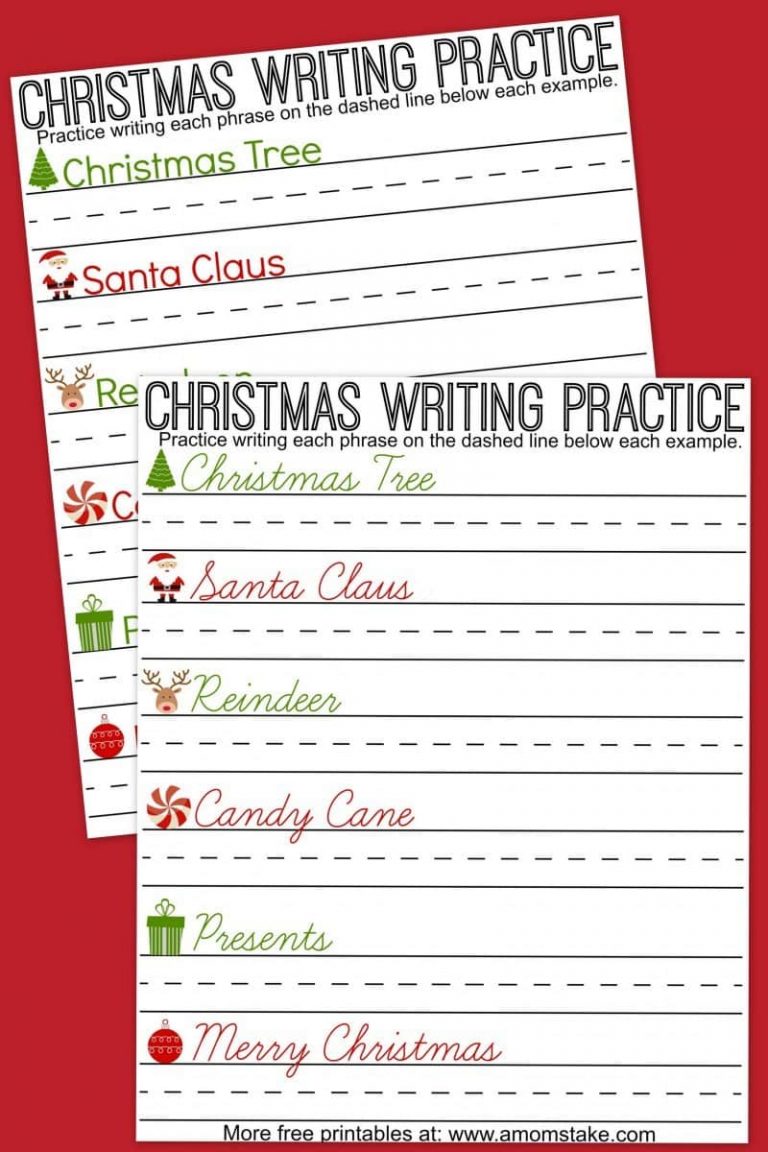 Christmas Writing Practice Sheets – A Mom's Take